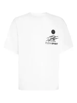 PLEIN SPORT Tiger-print Crew-neck T-shirt - White