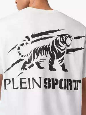 PLEIN SPORT Tiger-print Crew-neck T-shirt - White
