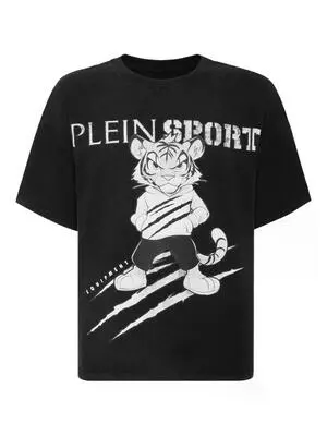 PLEIN SPORT Tiger-print T-shirt - Black