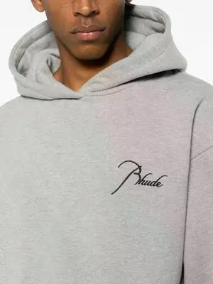Rhude Logo-embroidered Hoodie - Grey