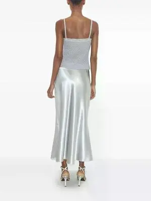 Tory Burch Satin Midi Skirt - Silver