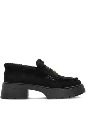 COACH Shearling Logo Loafers - Black