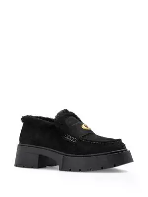 COACH Shearling Logo Loafers - Black