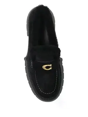 COACH Shearling Logo Loafers - Black