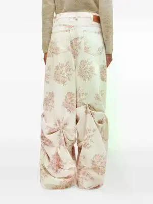 GANNI Floral-print Gathered Jeans