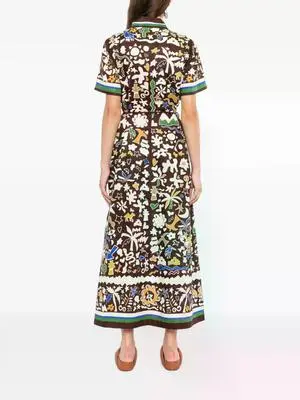 ALEMAIS Maroc Dress Printed Maxi Shirt Dress With Collar And Belt - Brown
