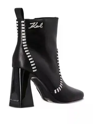 Karl Lagerfeld Leather Boots With Striped Detail