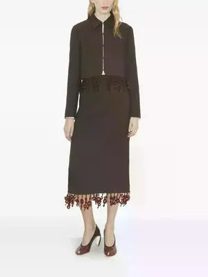 Tory Burch Embellished Crepe Midi Skirt - Brown