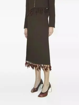 Tory Burch Embellished Crepe Midi Skirt - Brown