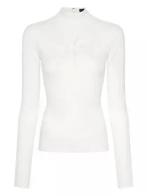 MUGLER Star Cut High-neck Top - White