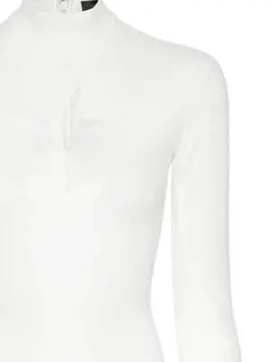 MUGLER Star Cut High-neck Top - White
