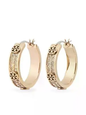 Tory Burch Pavé Hoop Earrings - Gold