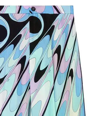Emilio Pucci Onde-print Silk-twill Trousers - Blue