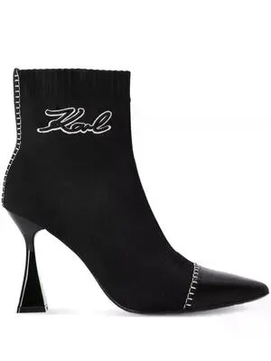 Karl Lagerfeld 100mm Knitted Leather-cap Boots