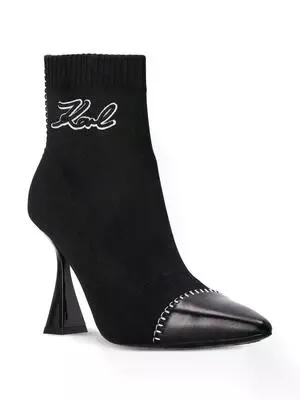 Karl Lagerfeld 100mm Knitted Leather-cap Boots