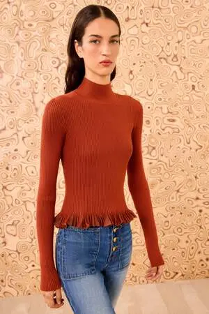 Ulla Johnson Yulia Ruffle Turtleneck Top