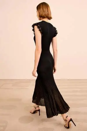 Ulla Johnson Sunburst Knit Midi Dress - Noir