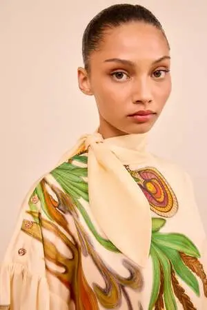 Ulla Johnson Floral Tie Neck Blouse - Inner Nature