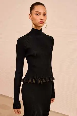Ulla Johnson Yulia Ruffle Turtleneck Top