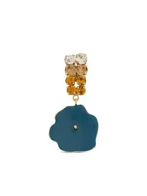 Marni Crystal-embellished Flower-motif Drop Earrings - Gold