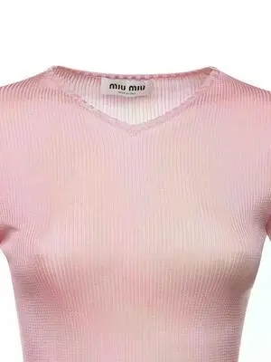 Miu Miu V-neck Ribbed Top