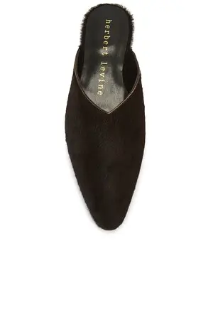 HERBERT LEVINE Homebody Haircalf Mule - Dark Brown