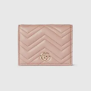 Gucci Gg Marmont Card Case Wallet, Beige, Leather Beige