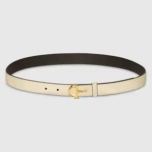 Gucci Thin Belt With Half Horsebit Buckle - Beige