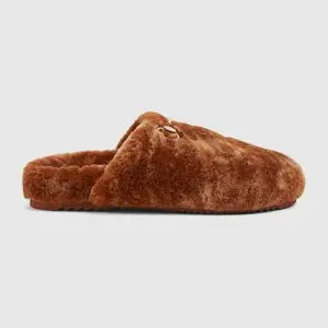 Gucci Horsebit Merino Wool Mule - Brown