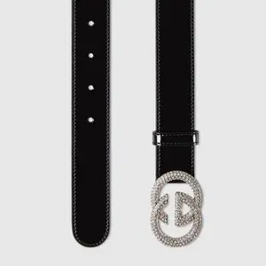 Gucci Thin Belt With Interlocking G Buckle - Grey