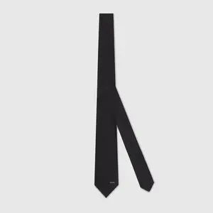 Gucci Horsebit Silk Jacquard Neck Tie Black