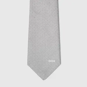 Gucci Horsebit Silk Jacquard Neck Tie - Grey
