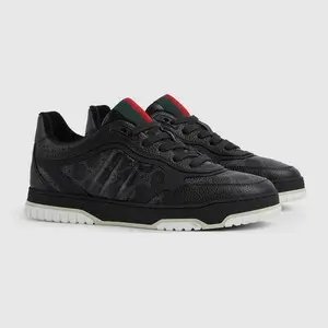 Gucci Re-web Leather Sneakers - Black