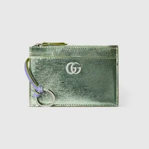 Gucci Gg Marmont Zip Key Pouch Leather - Green