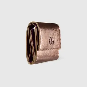 Gucci Bi-color Gg Marmont Mini Wallet Leather