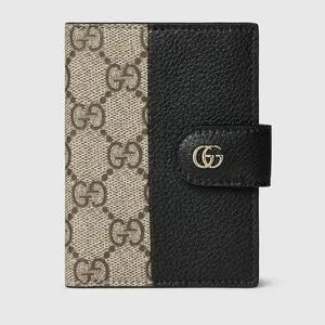 Gucci Bi-color Gg Marmont Card Case Leather - Black