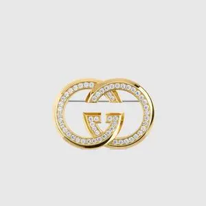 Gucci Interlocking G Crystal Brooch - Gold-toned Metal