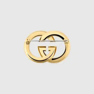 Gucci Interlocking G Crystal Brooch - Gold-toned Metal