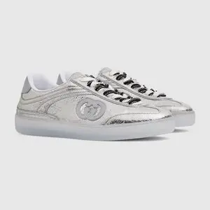 Gucci S G75 Leather Sneakers - Silver