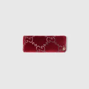 Gucci Velvet Hair Clip With Crystals - Bordeaux