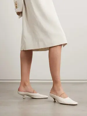 Calvin Klein Anna Convertible Leather Mules - Neutrals