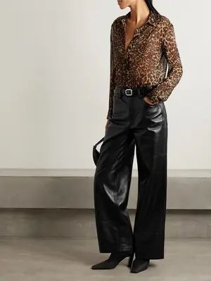 ANINE BING Manon Leather Wide-leg Pants
