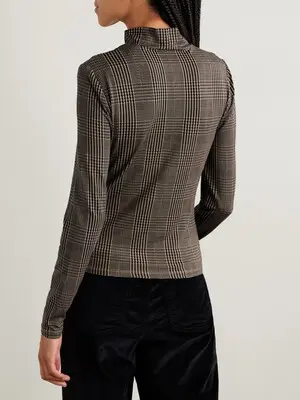 Veronica Beard Prince Of Wales Stretch-lyocell Top - Brown