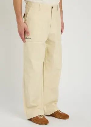 MALBON Logo-embroidered Cotton Trousers - Beige