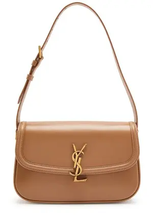 Saint Laurent Solferino Leather Shoulder Bag - Beige