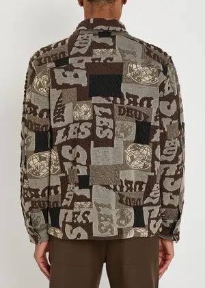 LES DEUX Kaleb Patchwork-jacquard Woven Overshirt - Black