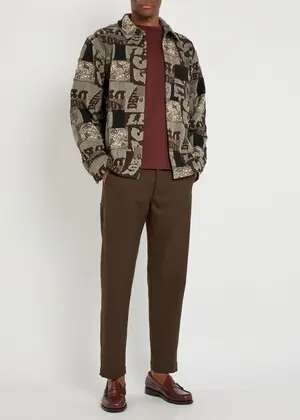 LES DEUX Kaleb Patchwork-jacquard Woven Overshirt - Black