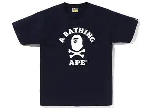 A BATHING APE Captain Ape Crossbone Tee Shirt - Navy Blue