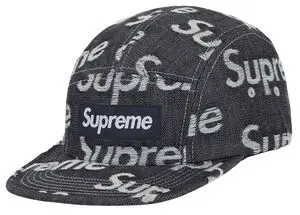 Supreme Jacquard Logos Denim Camp Cap - Rigid Indigo