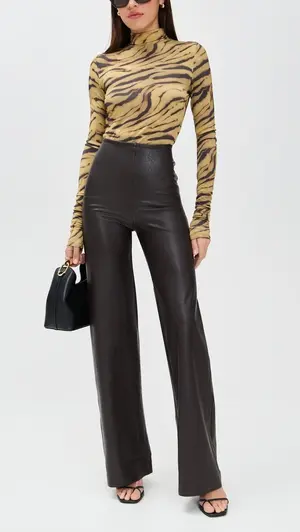 Commando Faux Leather Wide-leg Pant - Espresso
